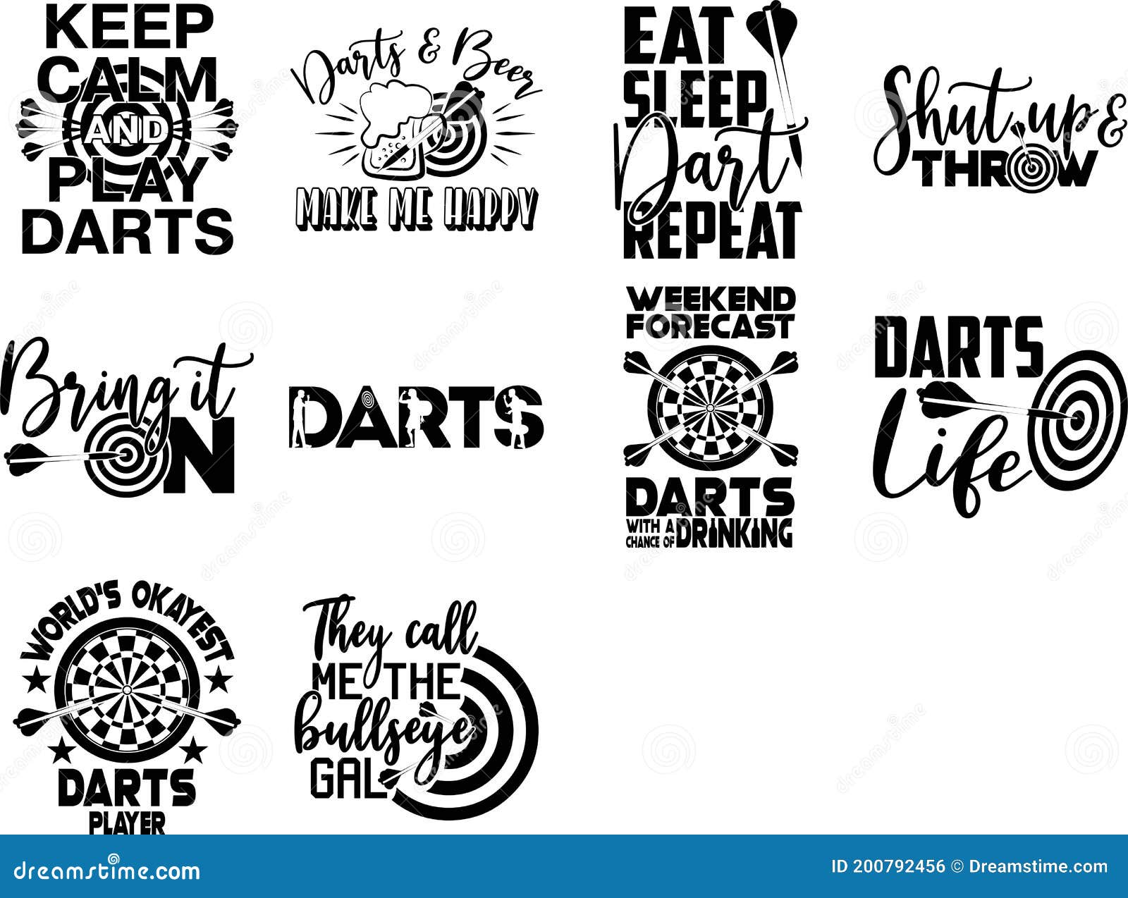Set Os Darts Quotes. Darts Vector. Sport Quotes Stock Vector ...