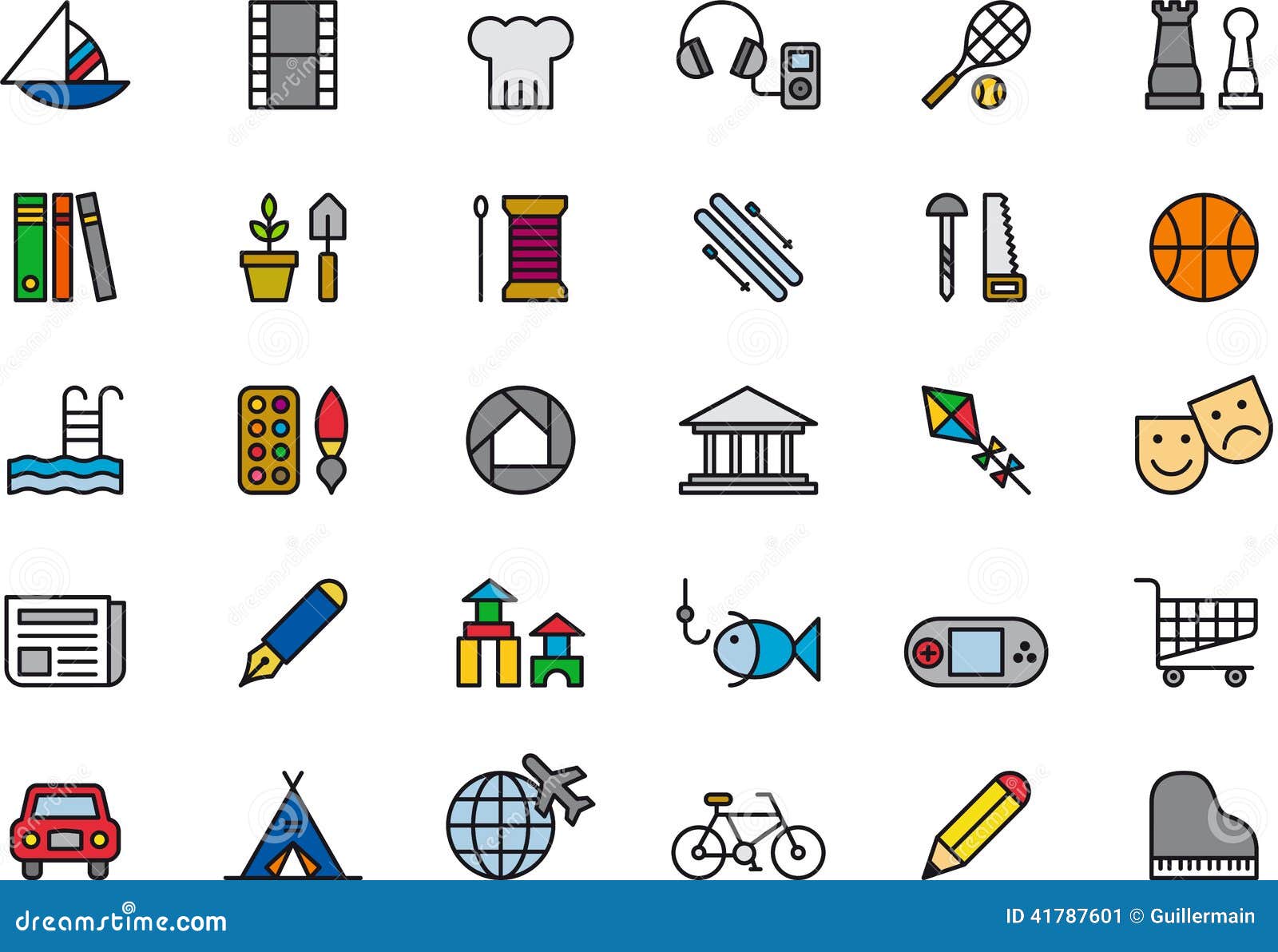 Outdoor Leisure Line Icons Collection. Luxurious Comfort, Athletic ...