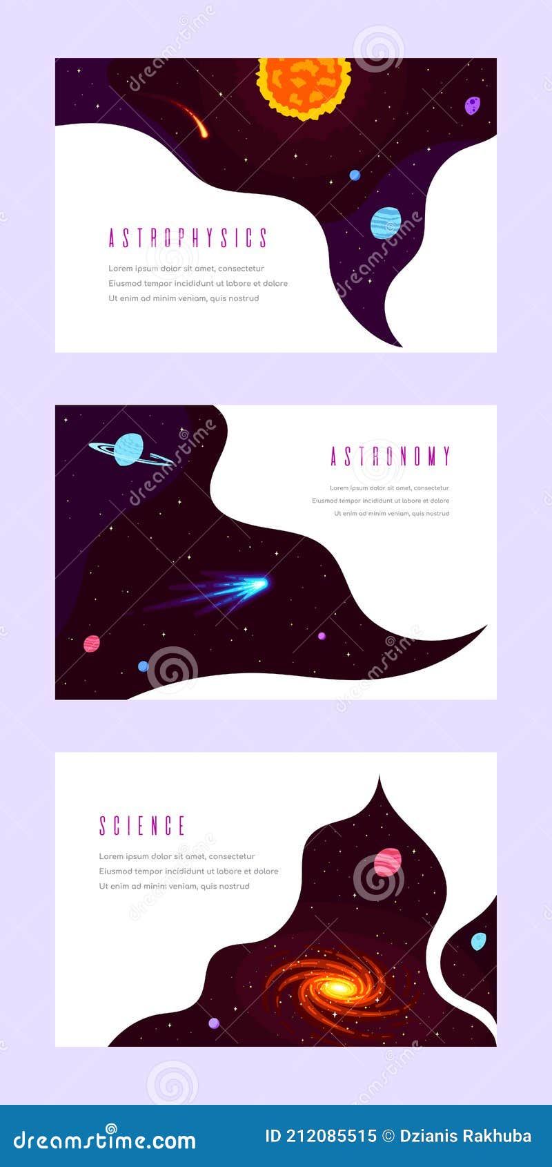 Set of Outer Space Concept Banner Templates Stock Vector - Illustration ...