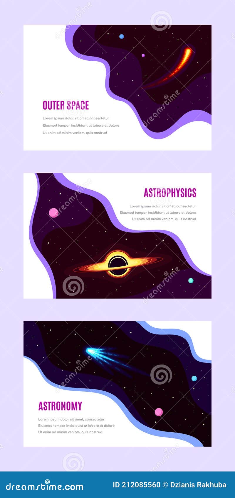 Set of Outer Space Concept Banner Templates Stock Vector - Illustration ...