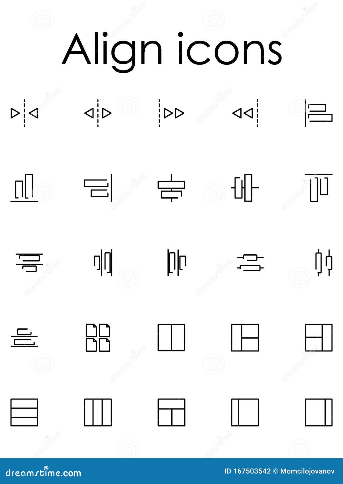 Set of Outline Align Icons stock vector. Illustration of weather ...