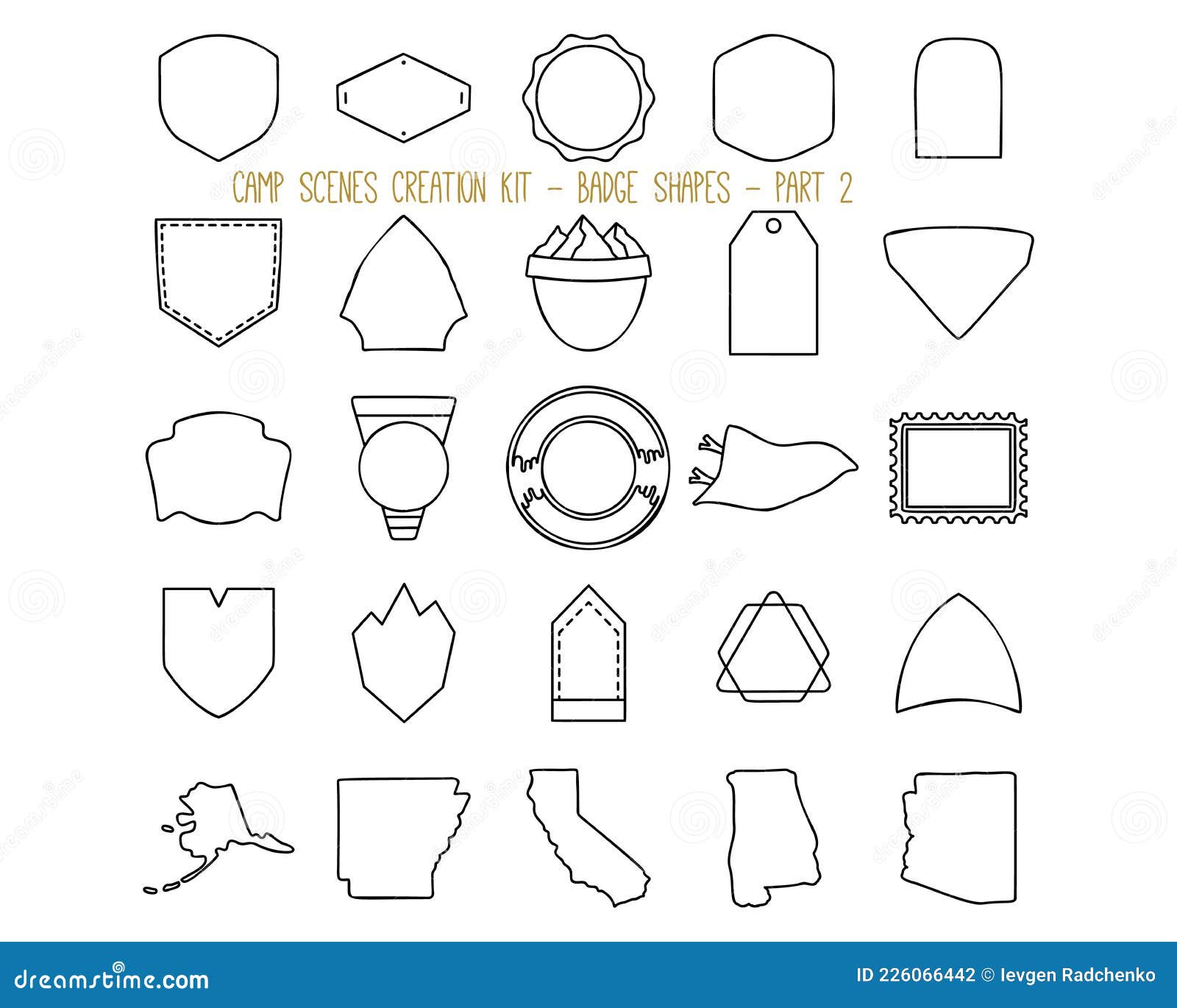 Set of Outline Badge Shapes. Part 2 Stock Vector - Illustration of ...