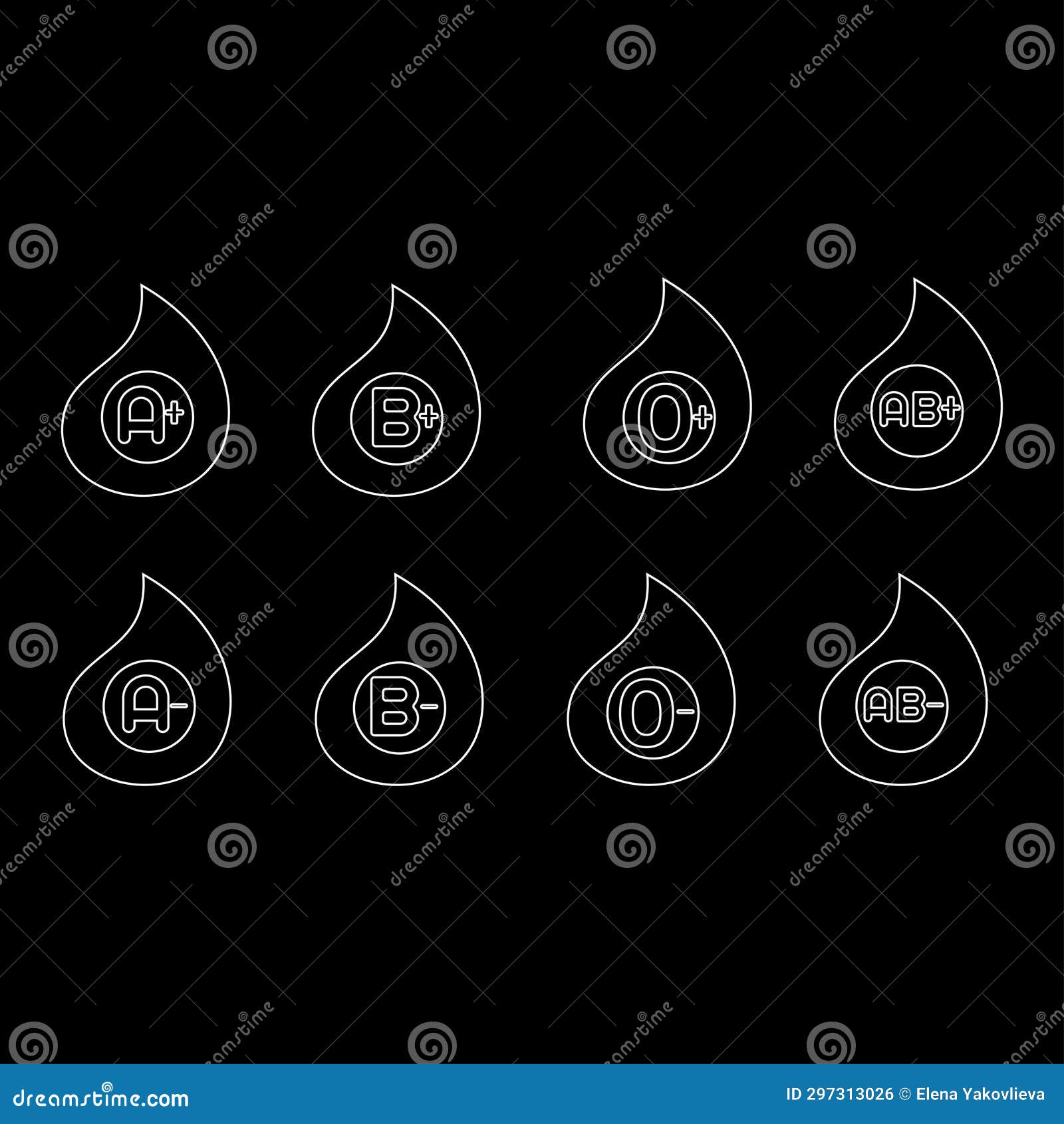 Set of Outline Blood Drop with Different Types of Blood Stock Vector ...