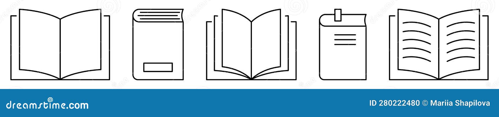 Set of outline book icons stock vector. Illustration of sign - 280222480