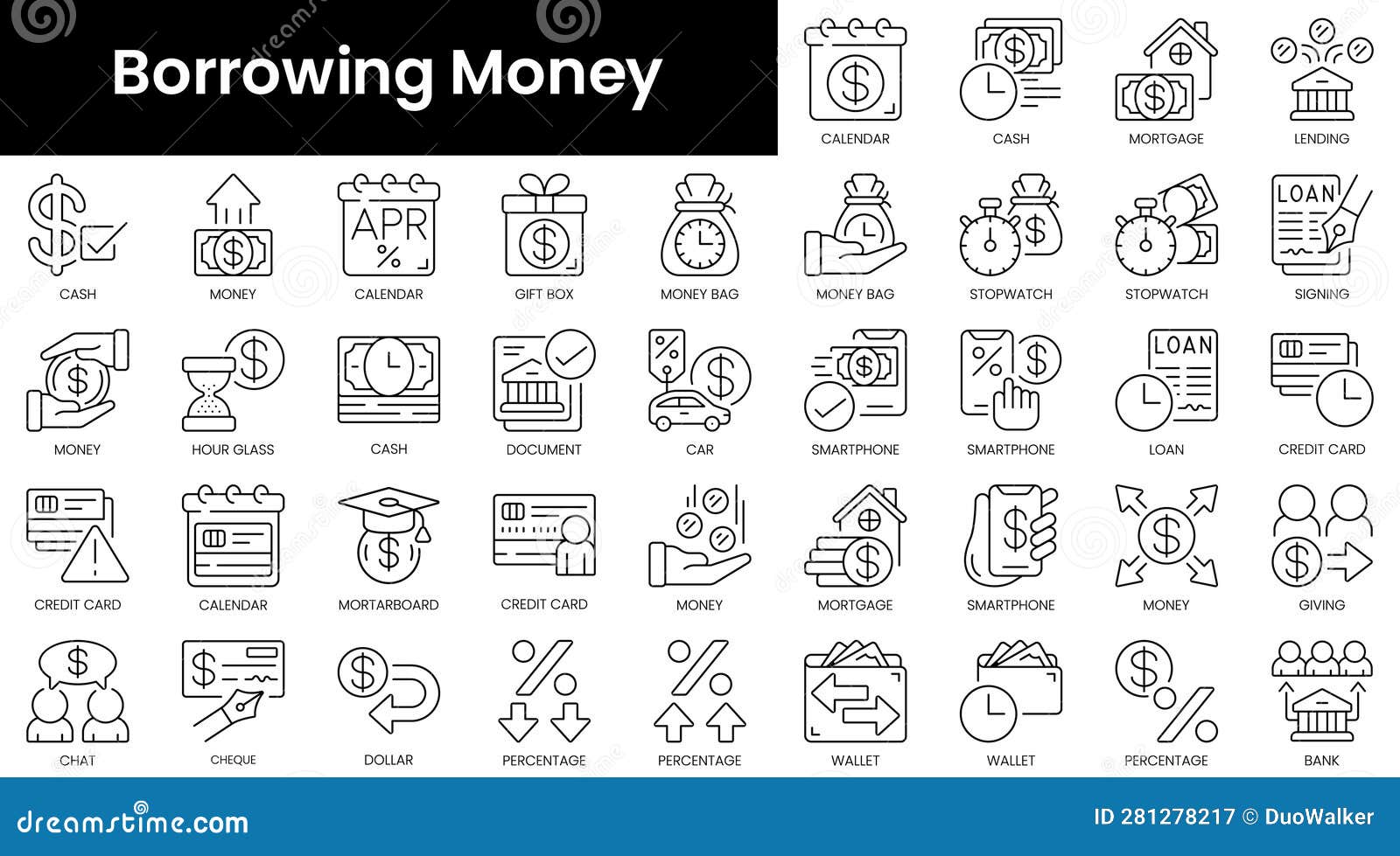 Borrowing Outline Icon. Simple Linear Element Illustration. Isolated Line Borrowing Icon On ...
