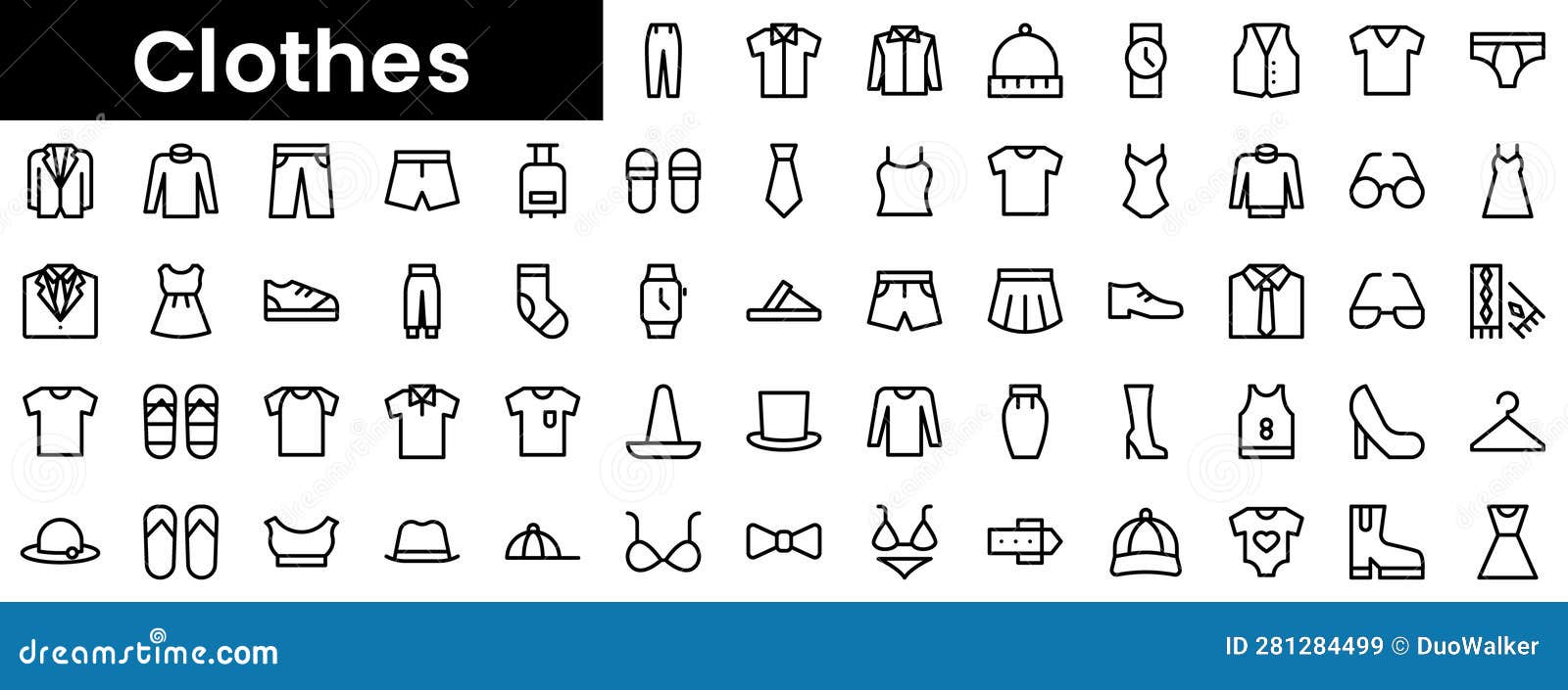 Set of Outline Clothes Icons. Minimalist Thin Linear Web Icon Set ...