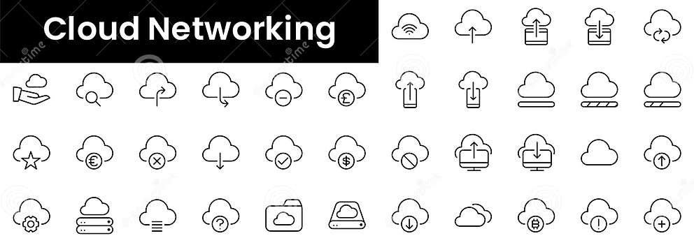 Set of Outline Cloud Networking Icons. Minimalist Thin Linear Web Icon ... Set of Outline Cloud Networking Icons. Minimalist Thin Linear Web Icon ...