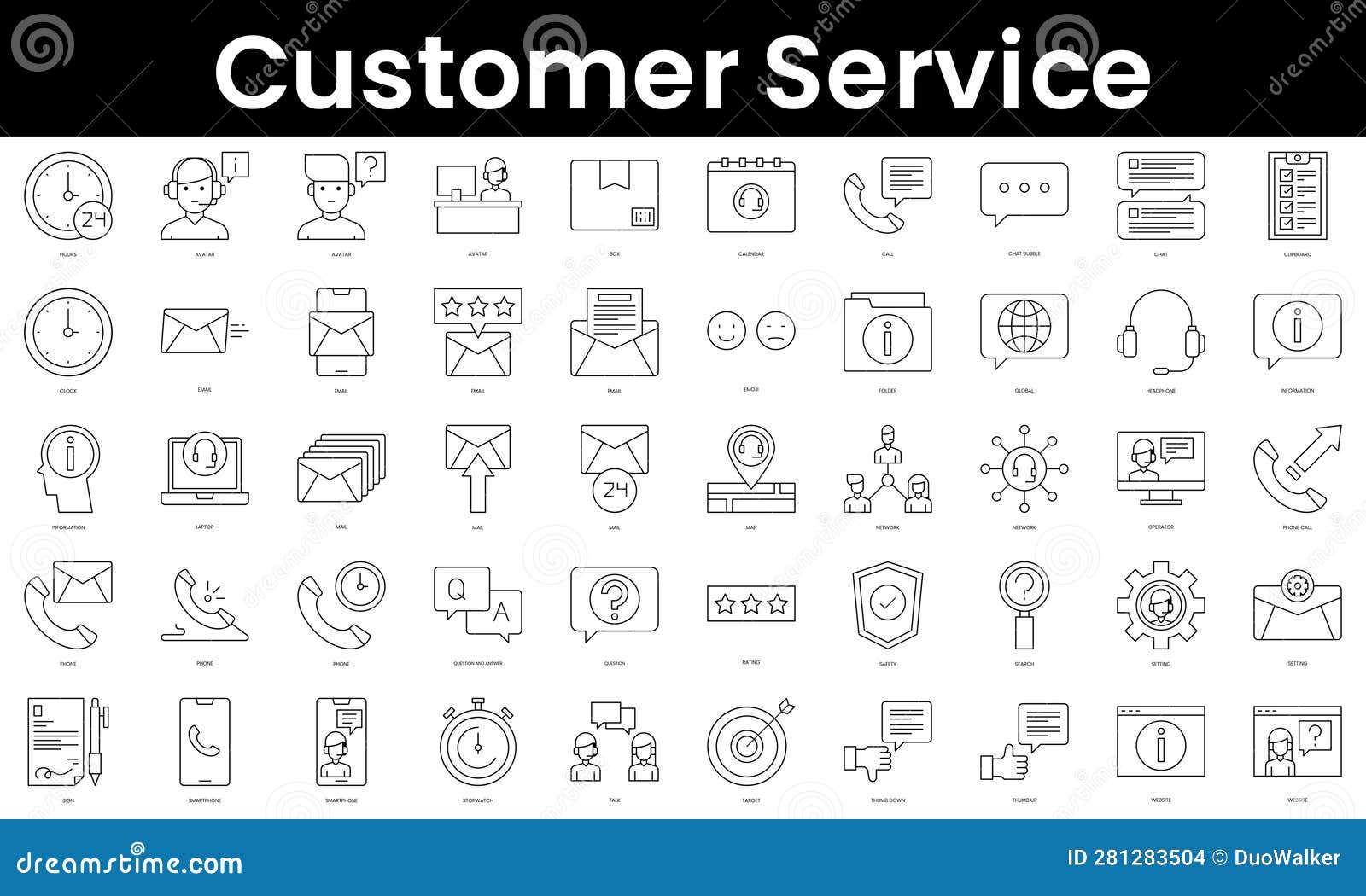 Set Of Outline Customer Service Icons Minimalist Thin Linear Web Icon Set Stock Vector