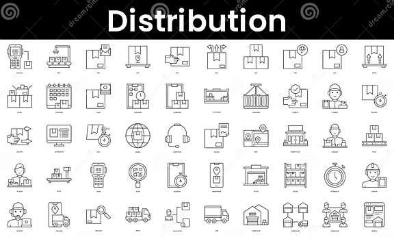 Set of Outline Distribution Icons. Minimalist Thin Linear Web Icon Set ...