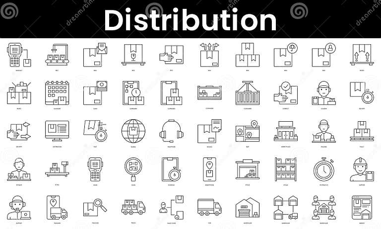Set of Outline Distribution Icons. Minimalist Thin Linear Web Icon Set ...