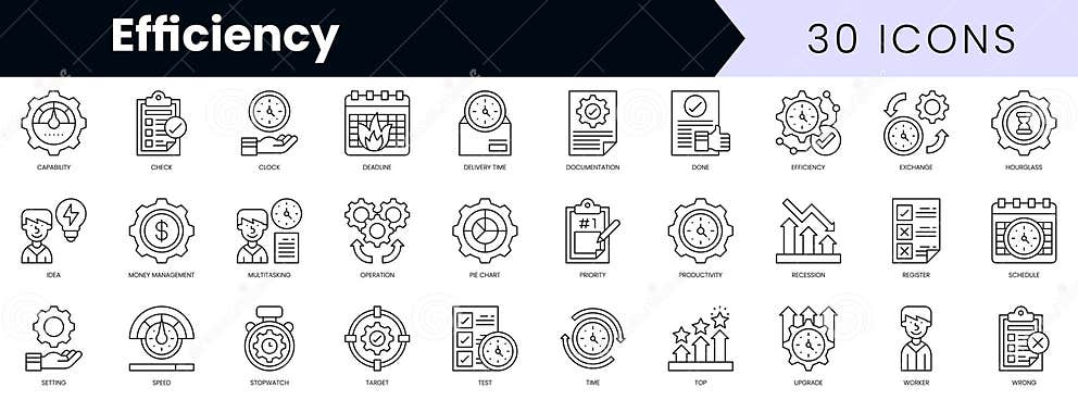 Set of Outline Efficiency Icons. Minimalist Thin Linear Web Icon Set ...