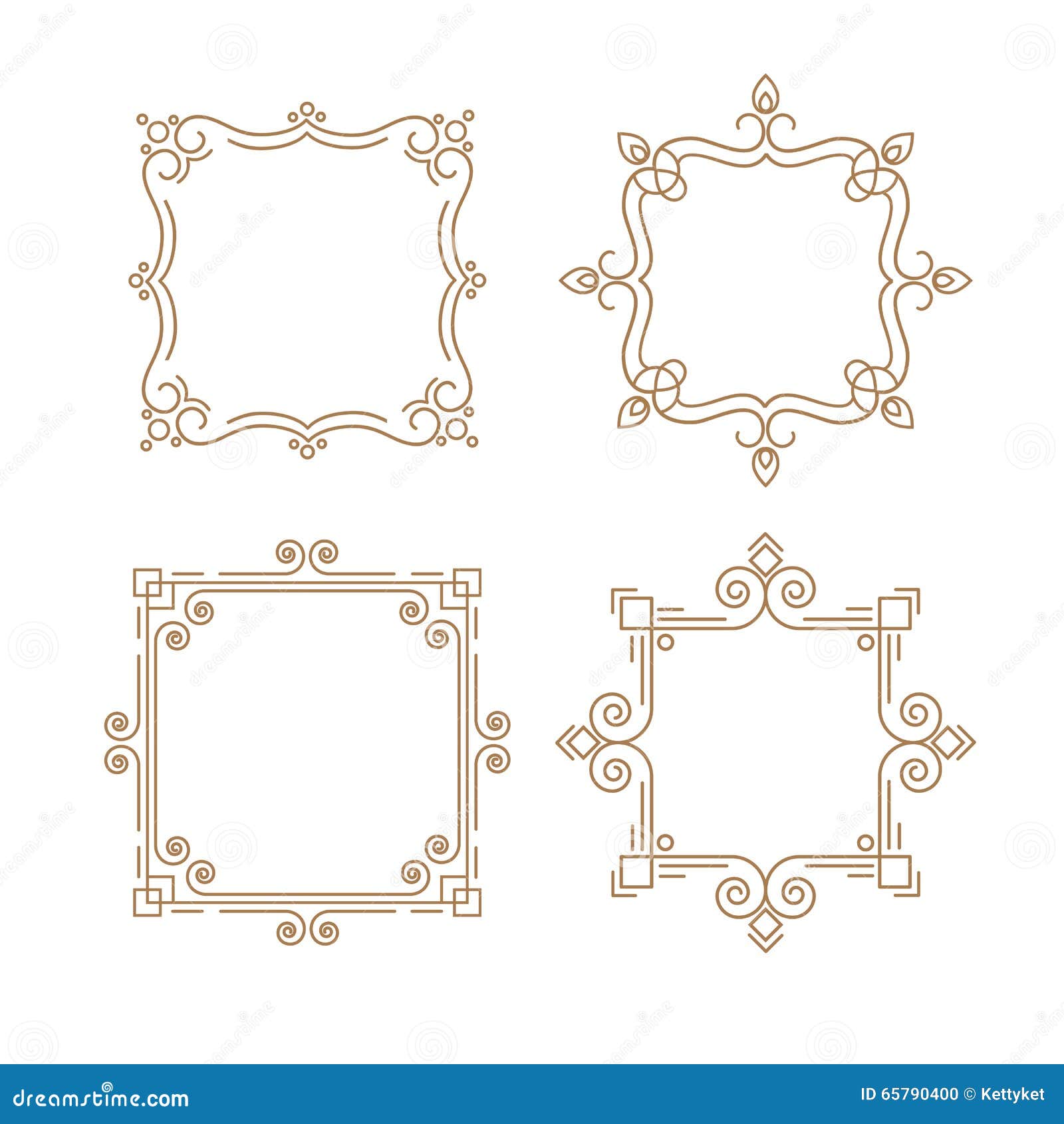 Set of Outline Emblems Line Frame. Monogram Design Template Stock ...