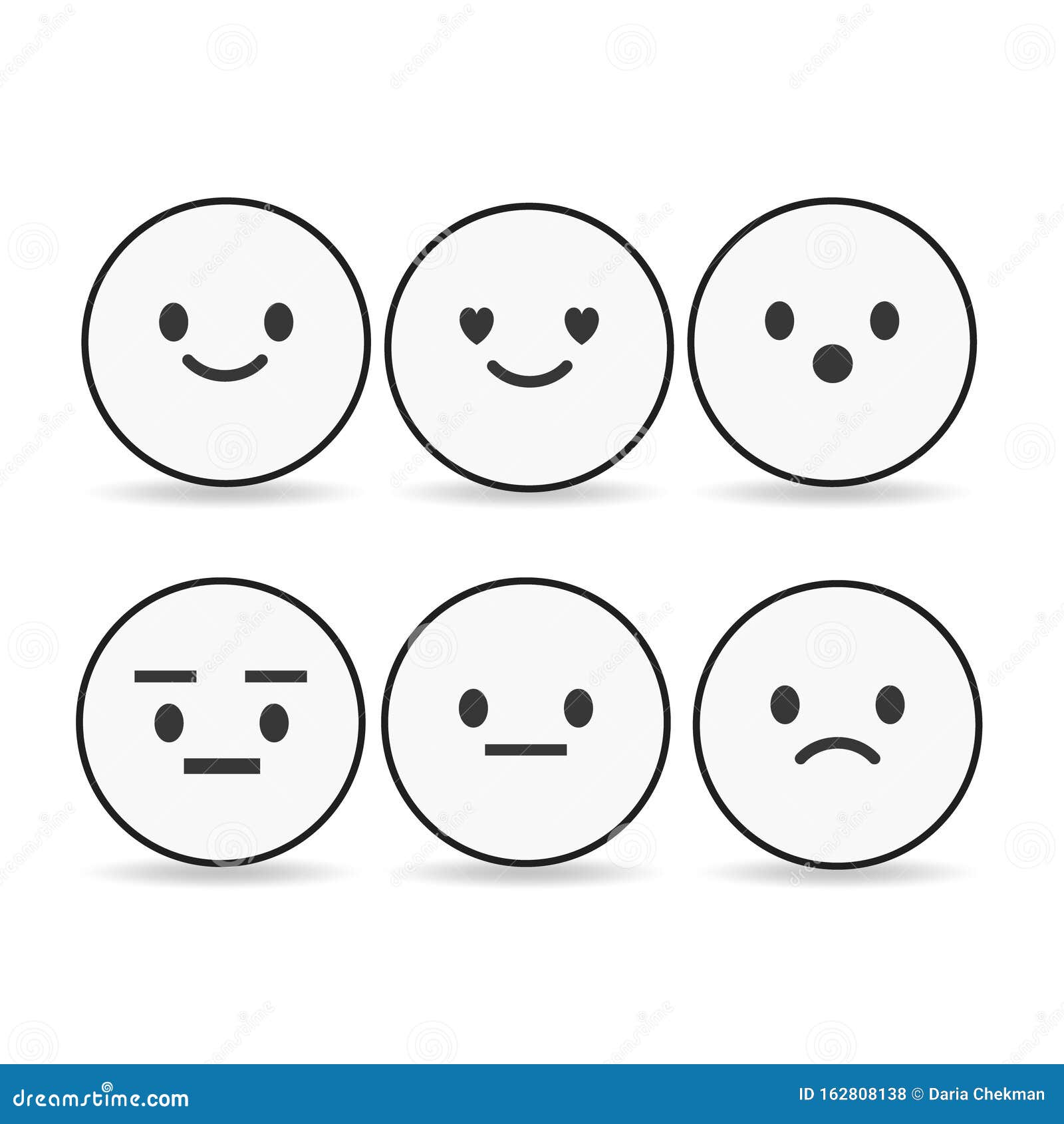 Set Of Outline Emoticons Emoji Isolated On White Background Vector