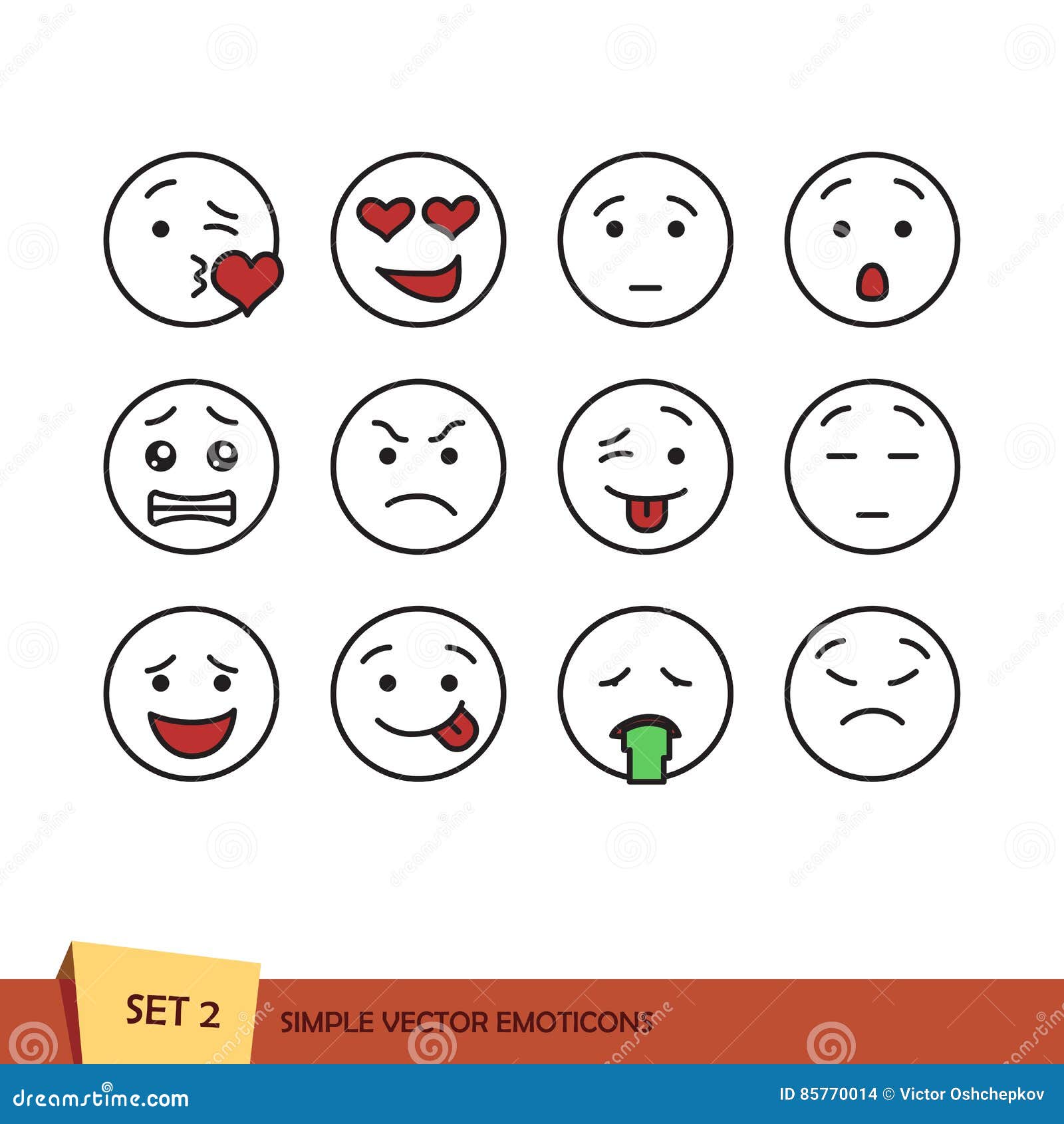 Simple Emoji, Facial Expressions, Emoji Faces Vector Icon ...