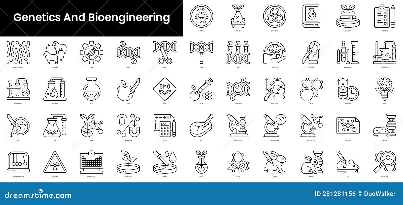 Bioengineering Icons, Signs, Outline Symbols, Concept Linear ...