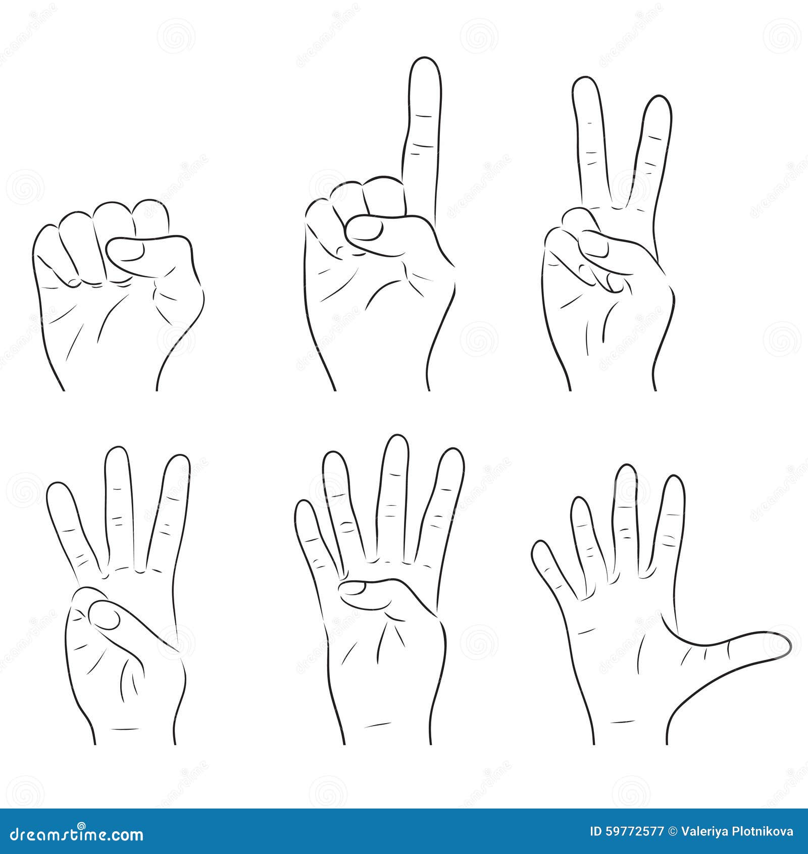 Set of Outline Gesture Human Hands Stock Vector - Illustration of ...