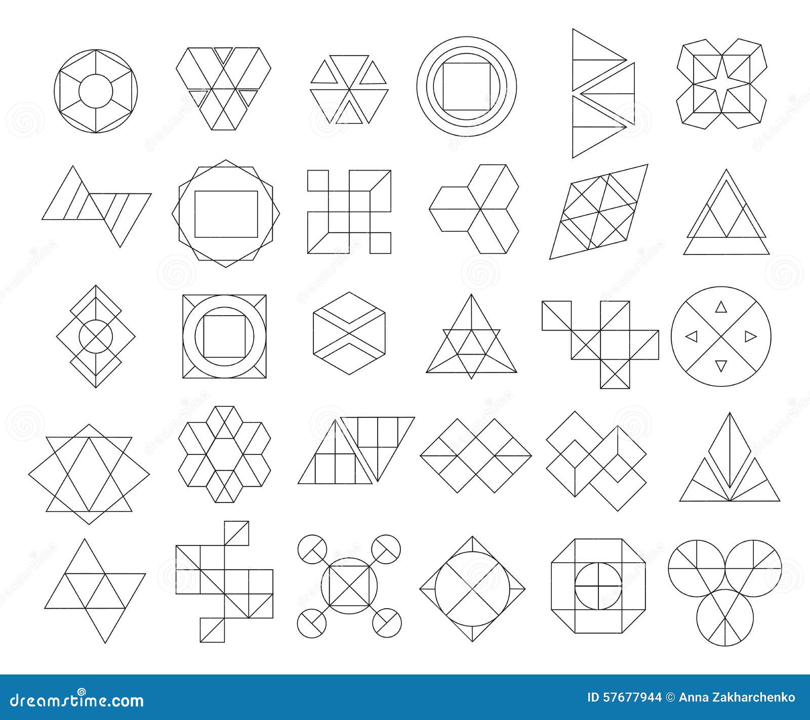 Set of Outline Hipster Logos and Design Elements Stock Vector ...