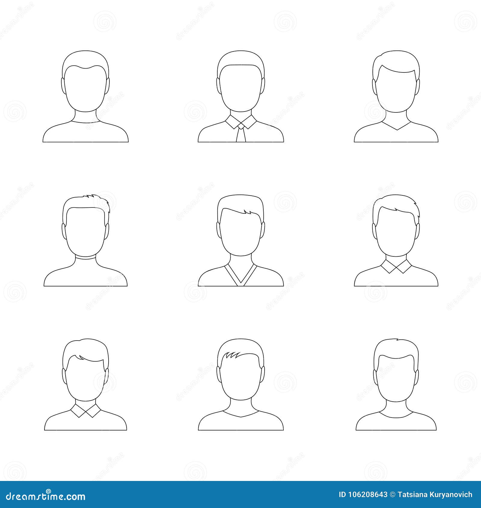 Set of Outline Icons of Men, Vector Illustration Stock Vector ...