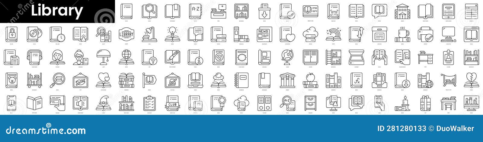 Set Of Outline Library Icons. Minimalist Thin Linear Web Icons Bundle ...