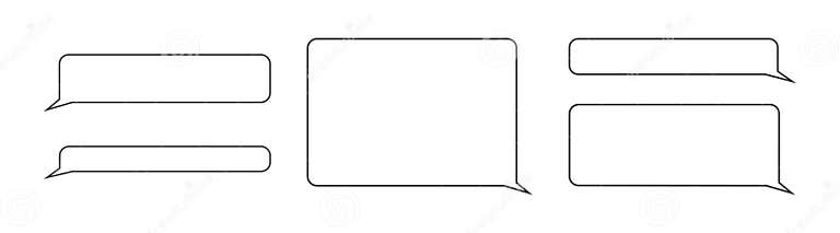 Set of Outline Message Bubble. Empty Chat Frames Isolated on White ...