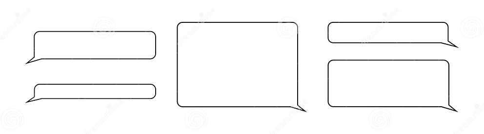 Set of Outline Message Bubble. Empty Chat Frames Isolated on White ...