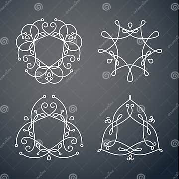 Set of outline monogram 04 stock vector. Illustration of graceful ...