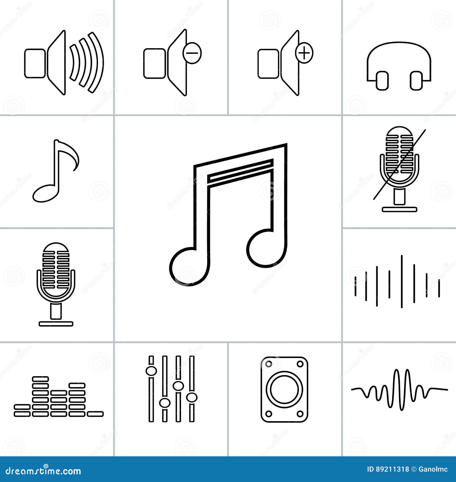 Set of Outline Music Icons. Linear Vector Illustration Stock Vector ...