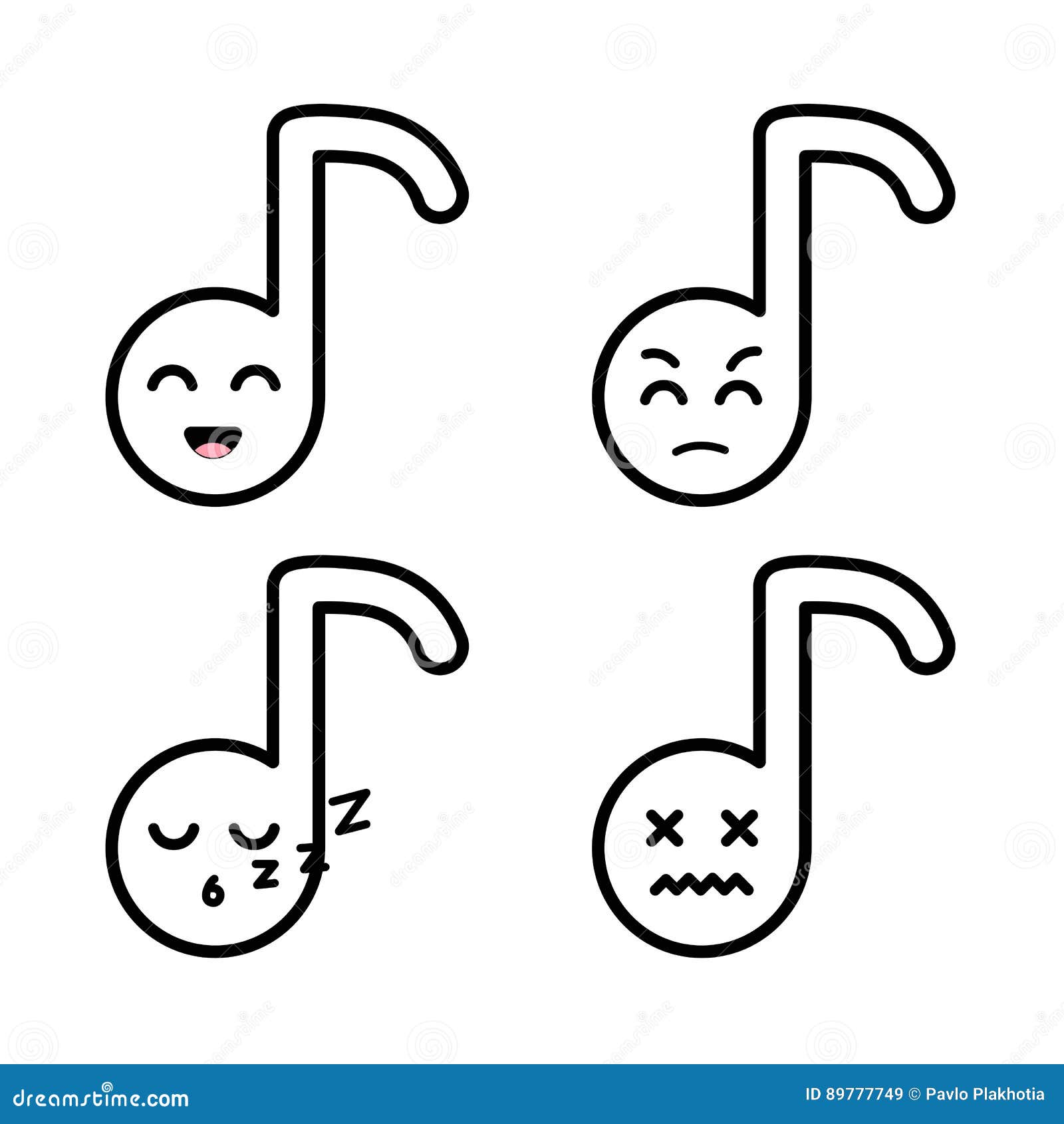 Set of Outline Note Emoticon Stock Vector - Illustration of notes ...