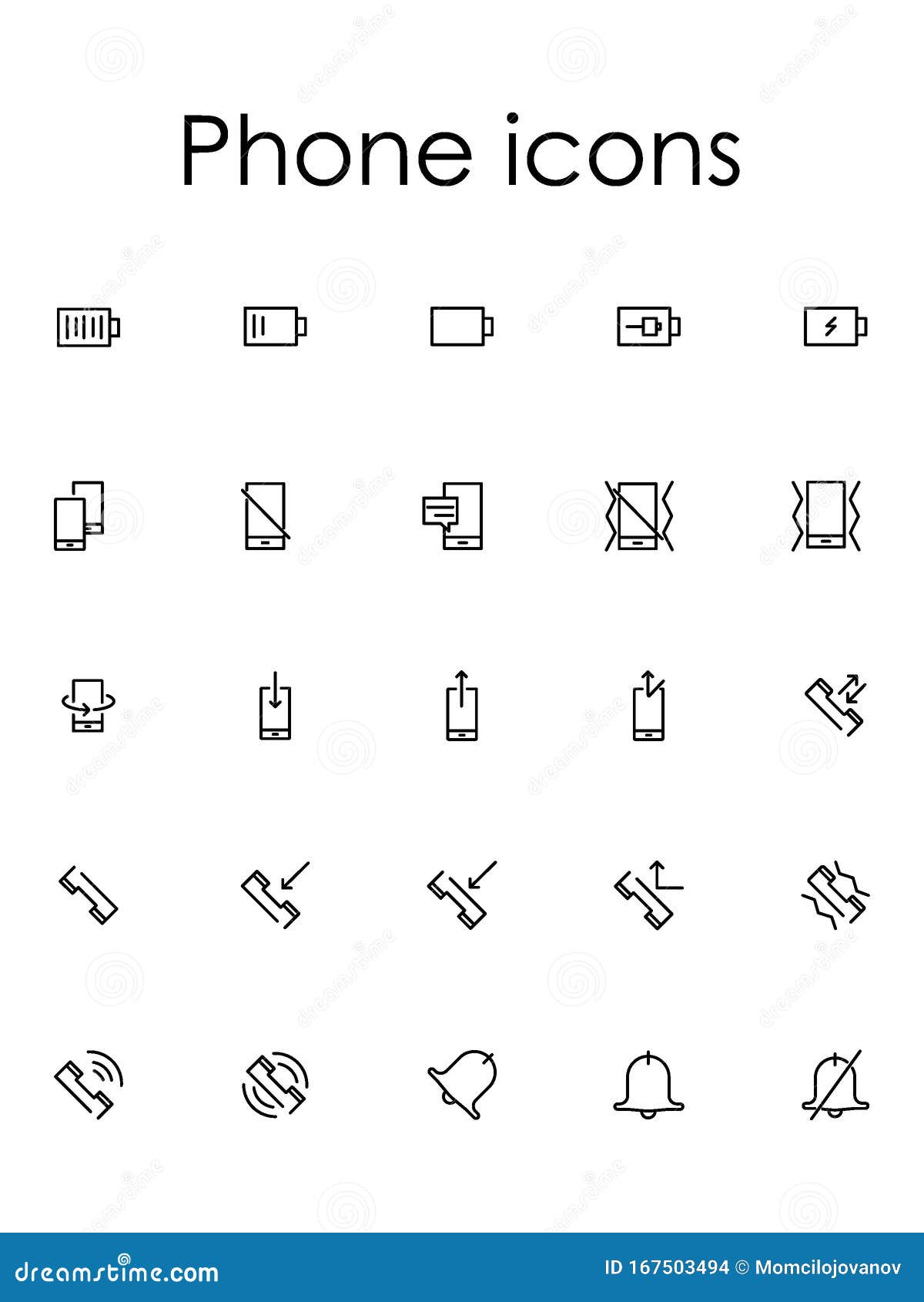 Set of Outline Phone Icons stock vector. Illustration of phone - 167503494