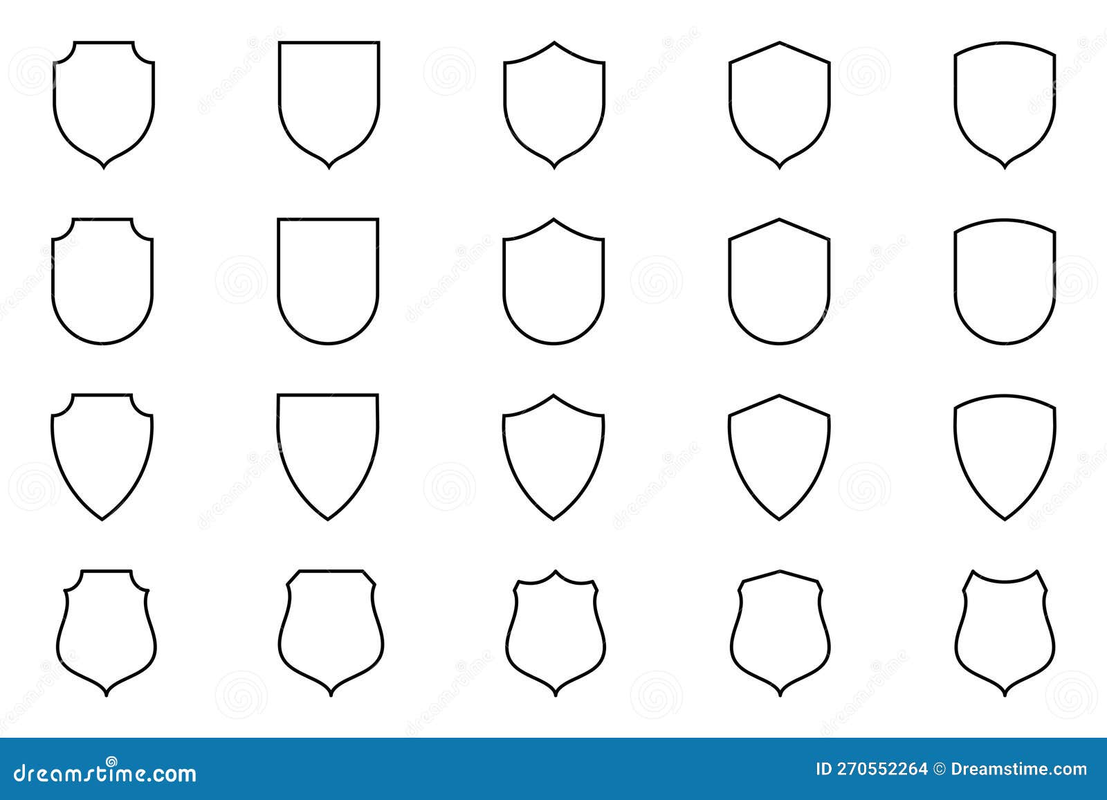 Set of Outline Security Shields. Secure and Protection Illustration for ...