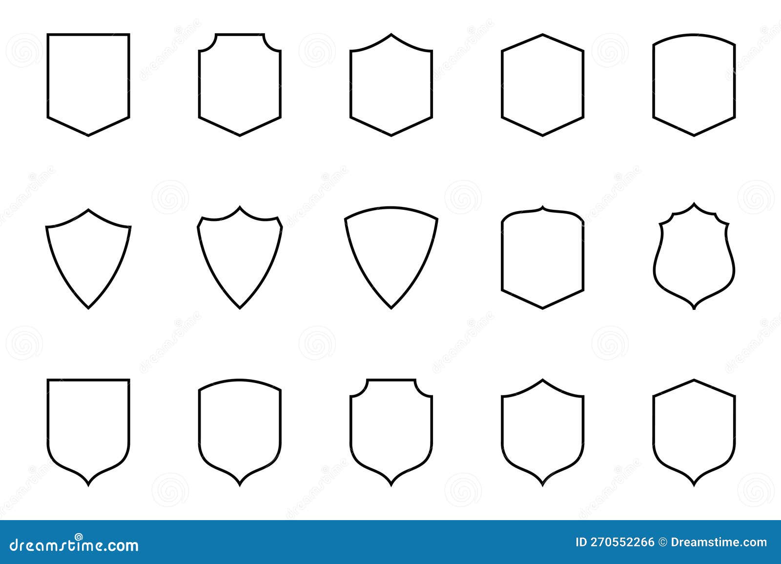 Set of Outline Security Shields. Secure and Protection Illustration for ...