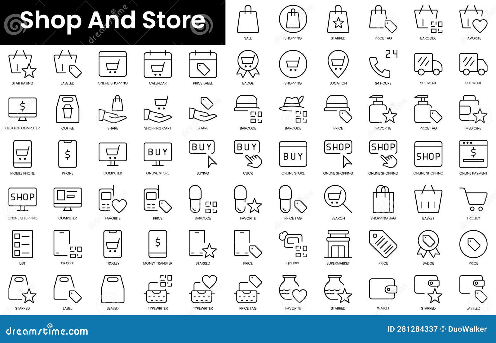 Outline Of A Shop Window With Plates And Groceries From Black Lines ...