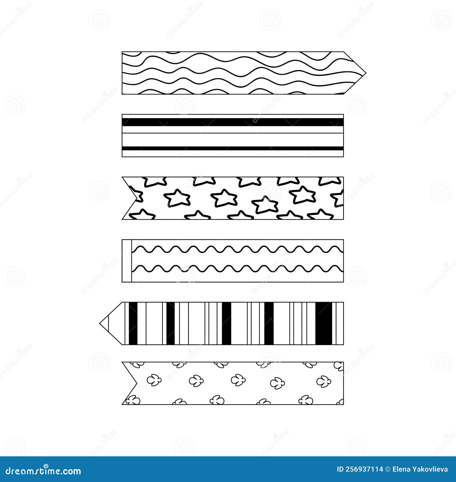 Set of Outline Sketches of Stickers, Labels for a Notebook. Vector ...