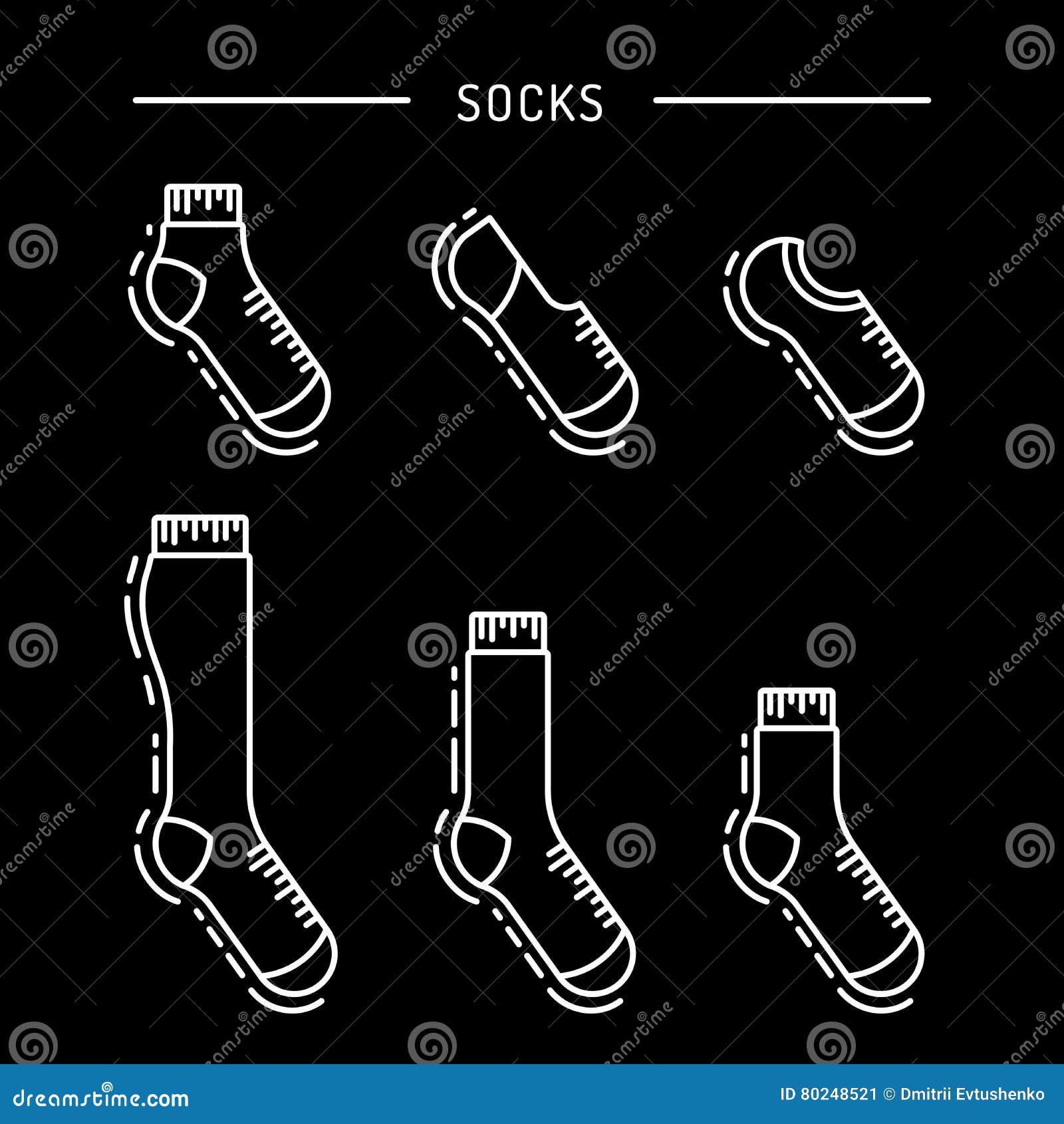 Set outline socks stock vector. Illustration of isolated - 80248521