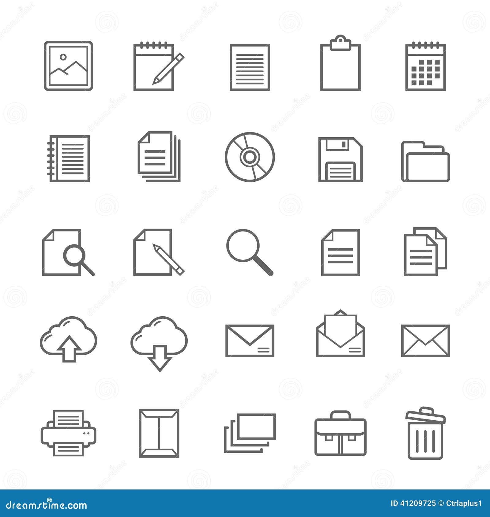 Set of Outline Stroke Document Icon Stock Vector - Illustration of ...
