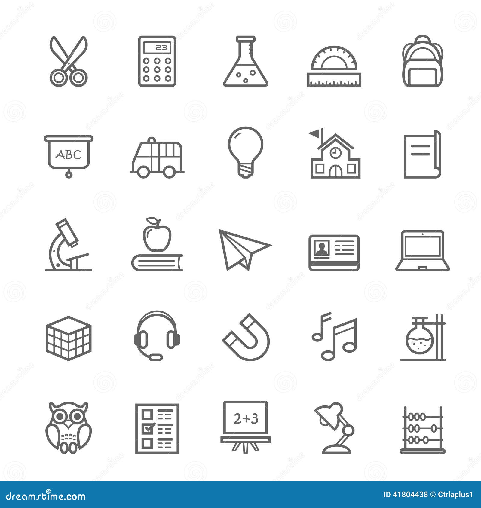 Set of Outline Stroke Education Icon Stock Vector - Illustration of ...