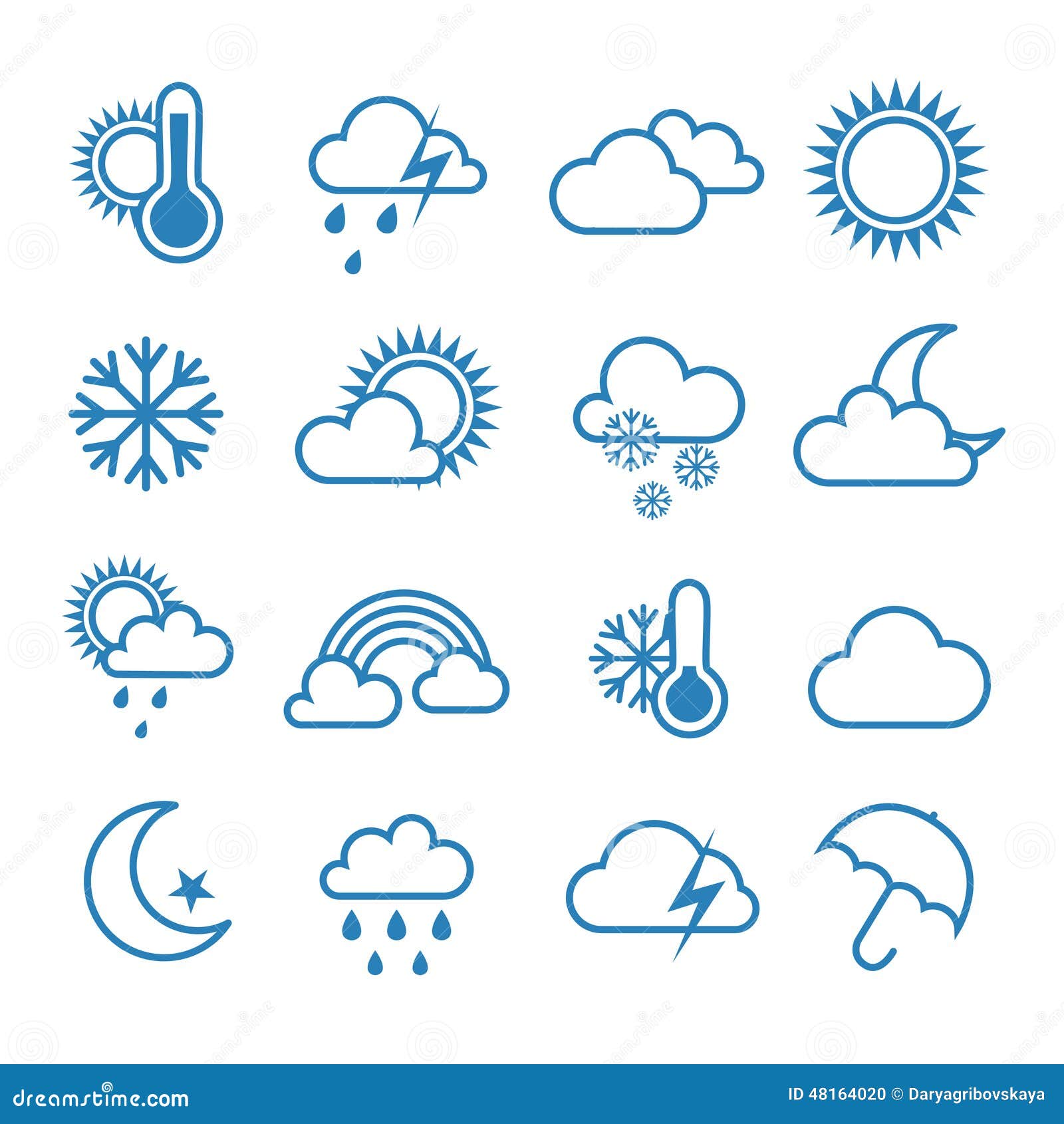 Set of Outline Weather Icons Stock Vector - Illustration of rainbow ...