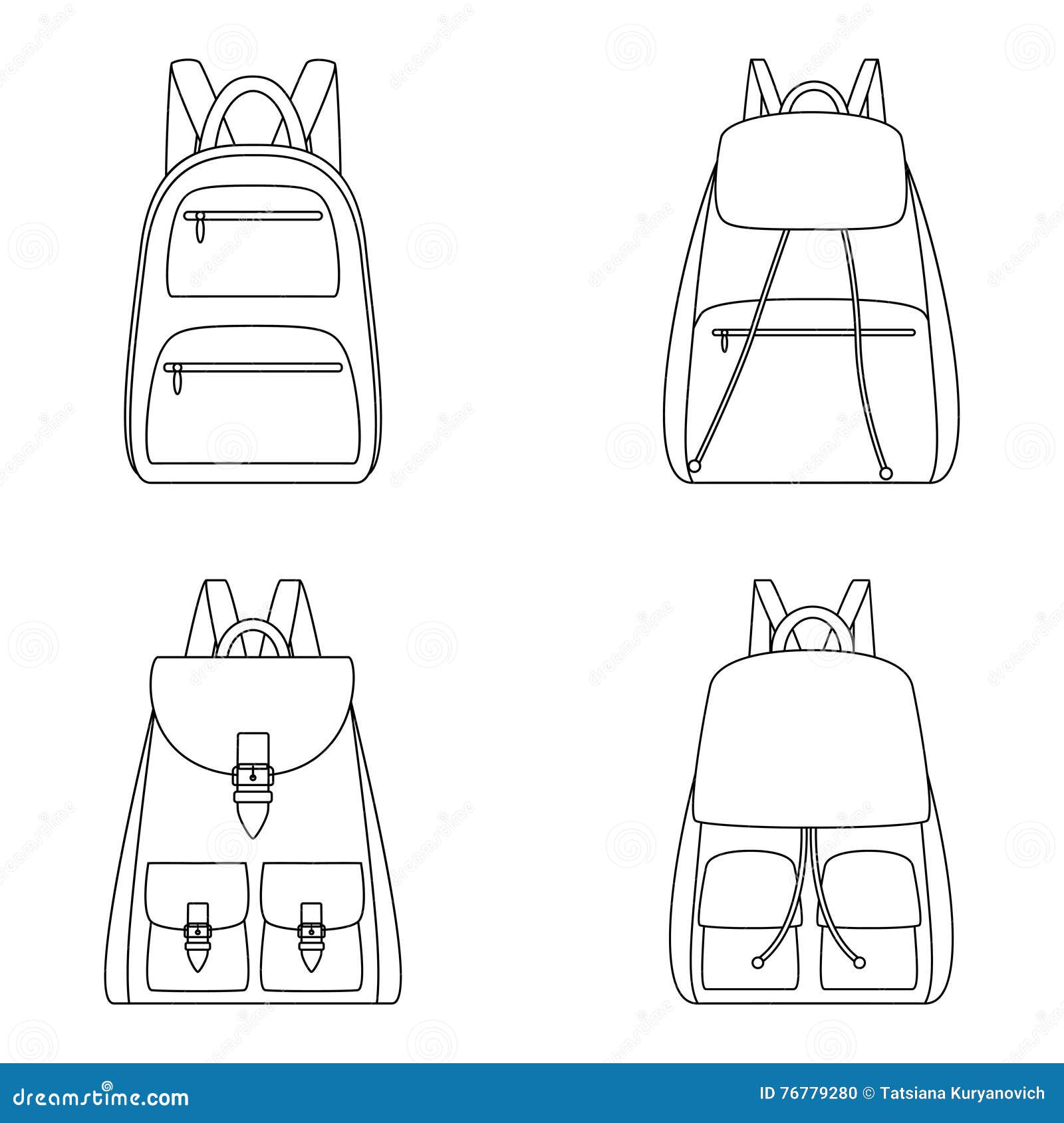 Set of Outlines of Backpacks, Vector Illustration Stock Vector ... Set of Outlines of Backpacks, Vector Illustration Stock Vector ...