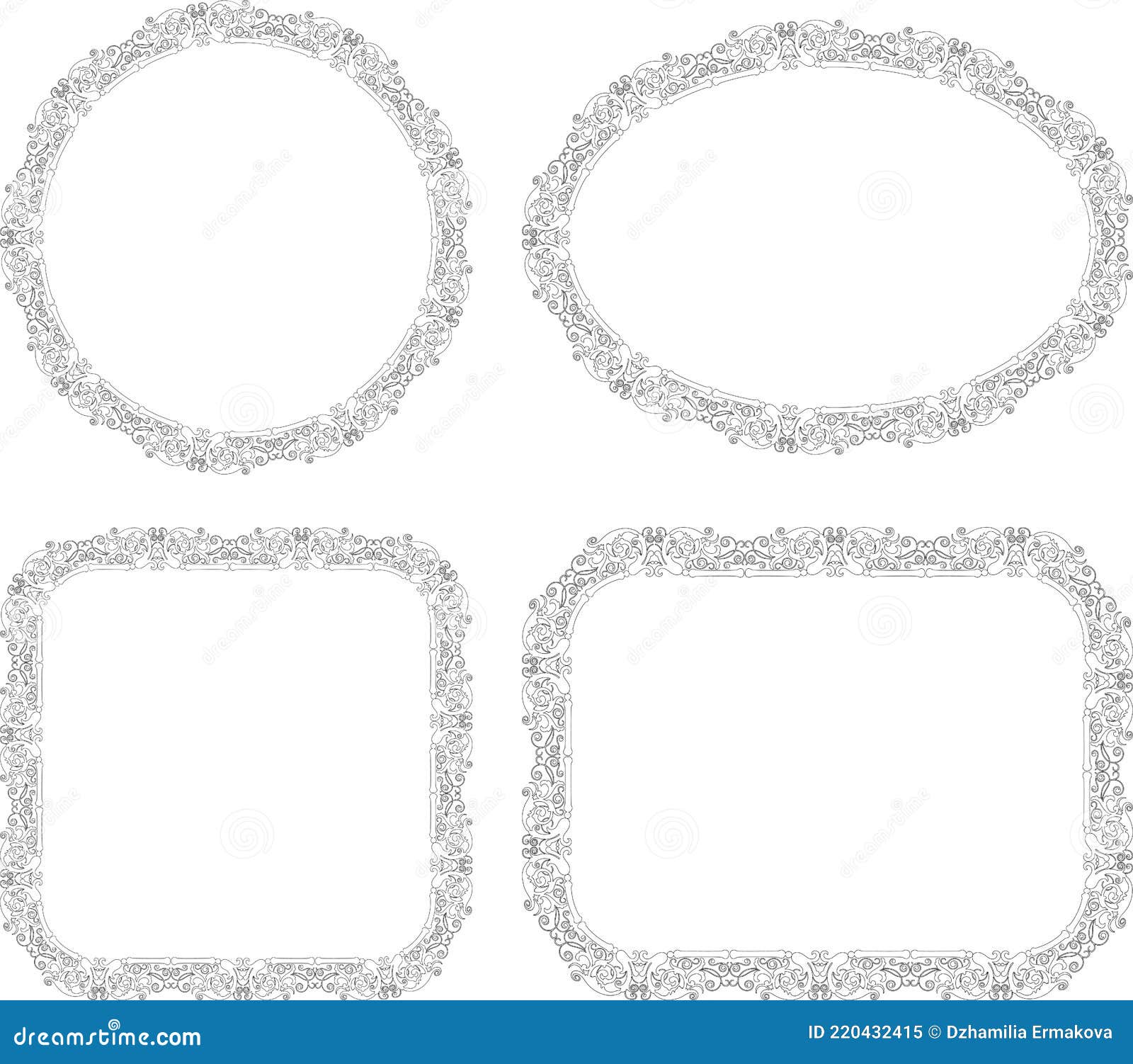 Set of Outlines Decorative Frames in Vintage Style Stock Vector ...