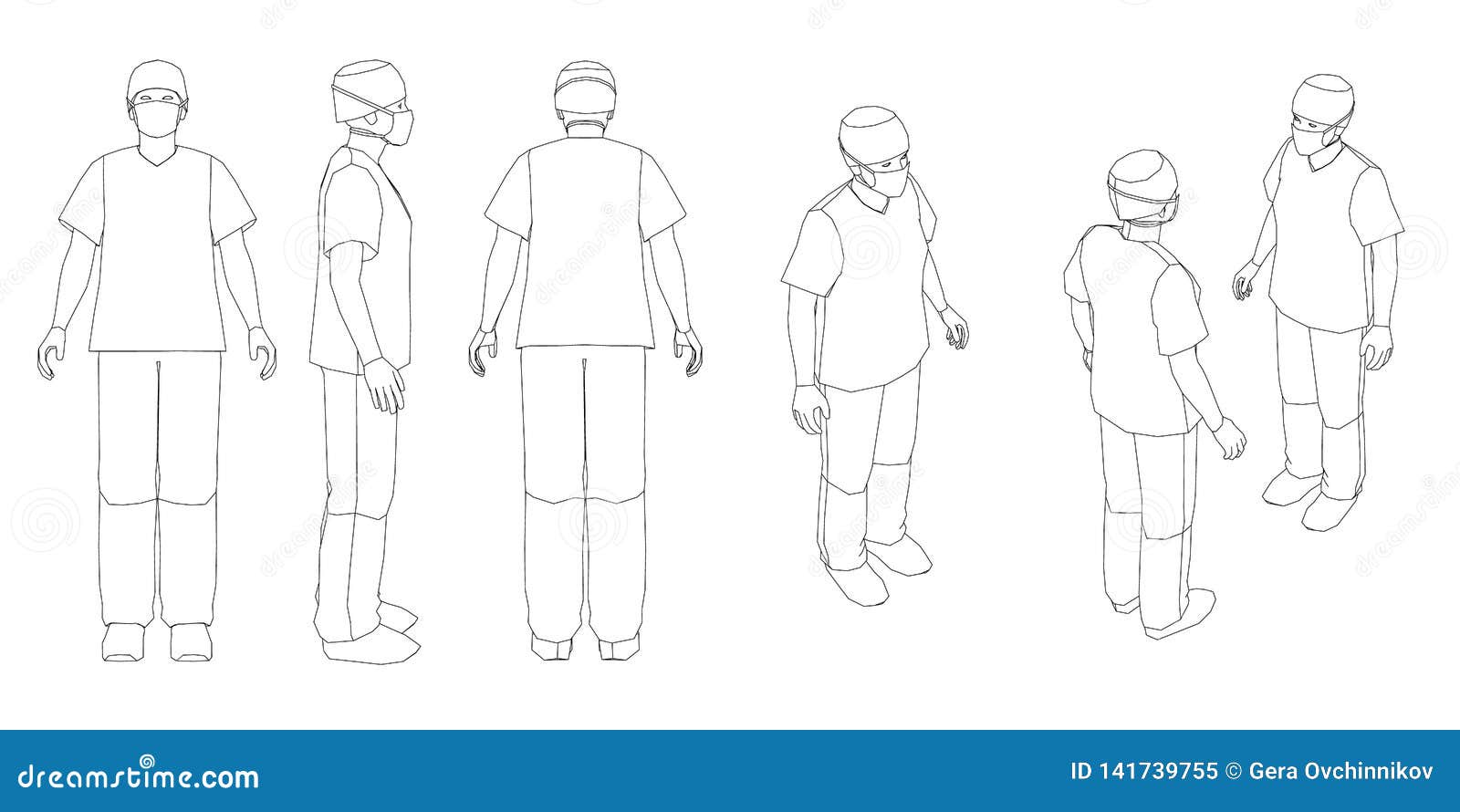 Set with Outlines of the Doctor in Different Positions. Contour of the ...