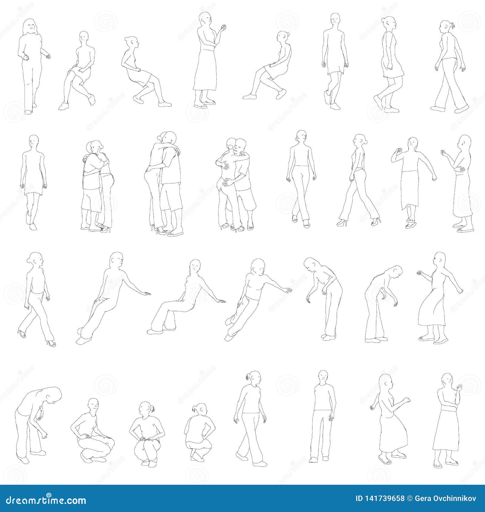 Set with Outlines of People in Different Positions. the Outlines of ... Set with Outlines of People in Different Positions. the Outlines of ...