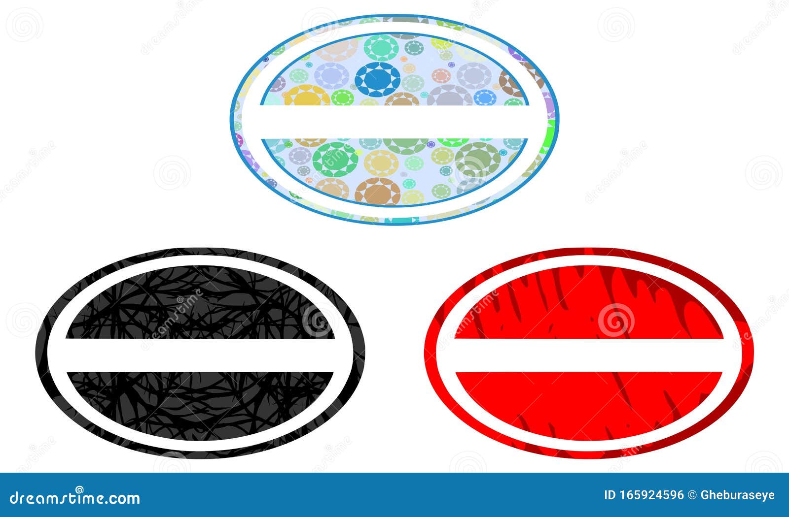 Set of Oval Labels with Different Patterns, Colors, Isolated. Stock ...