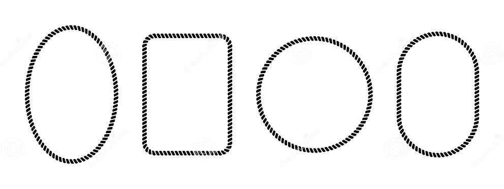 Set of Oval, Rectangle and Round Rope Frames. Shapes with Cord, Thread ...