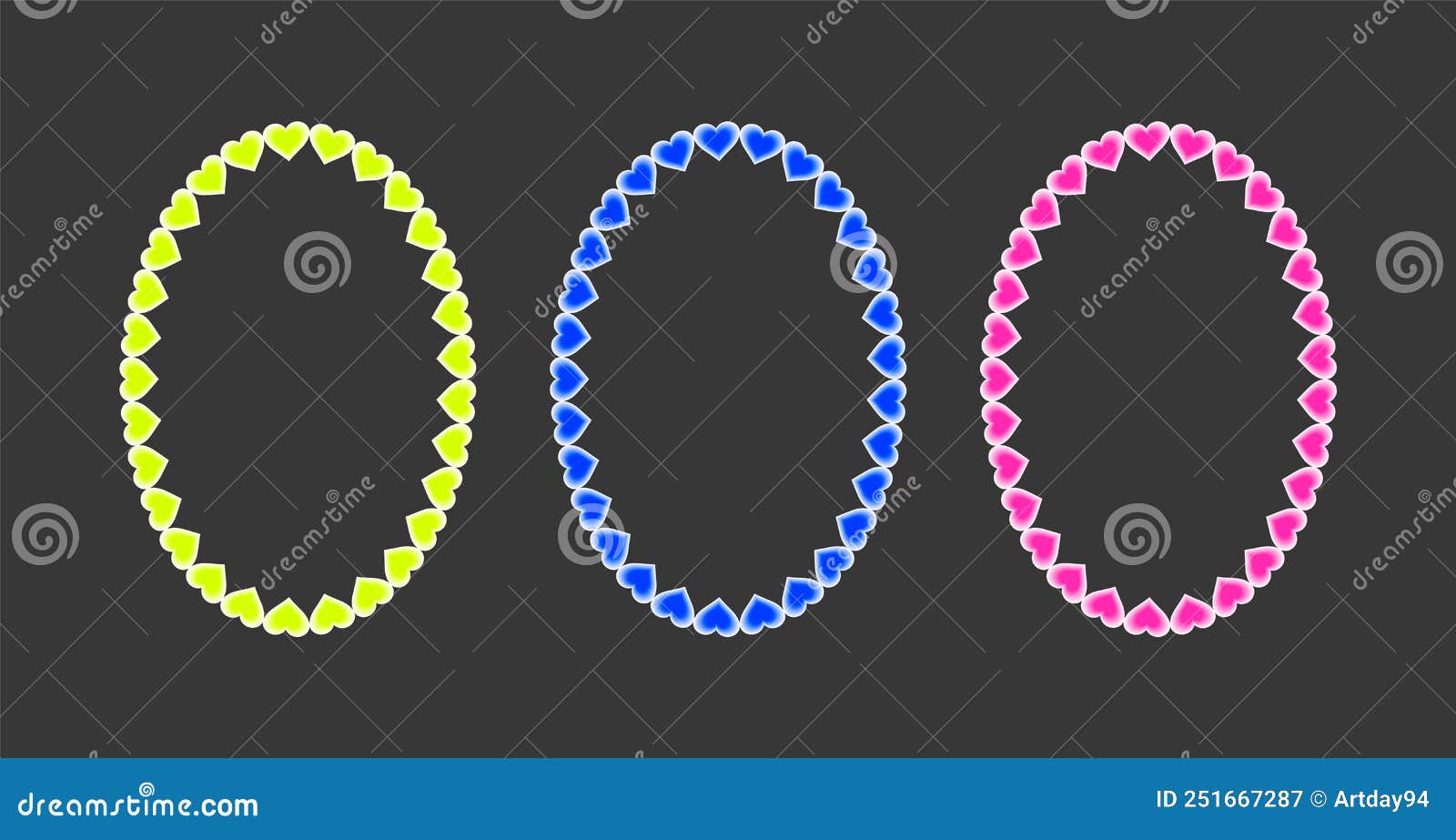 Set Oval Retro Frames with Hearts Stock Vector - Illustration of ...