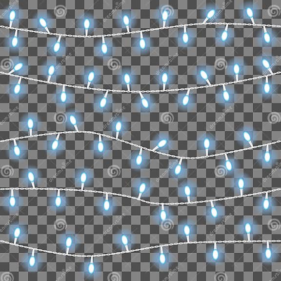 Set of Overlapping, Glowing String Lights on a Transparent Background ...