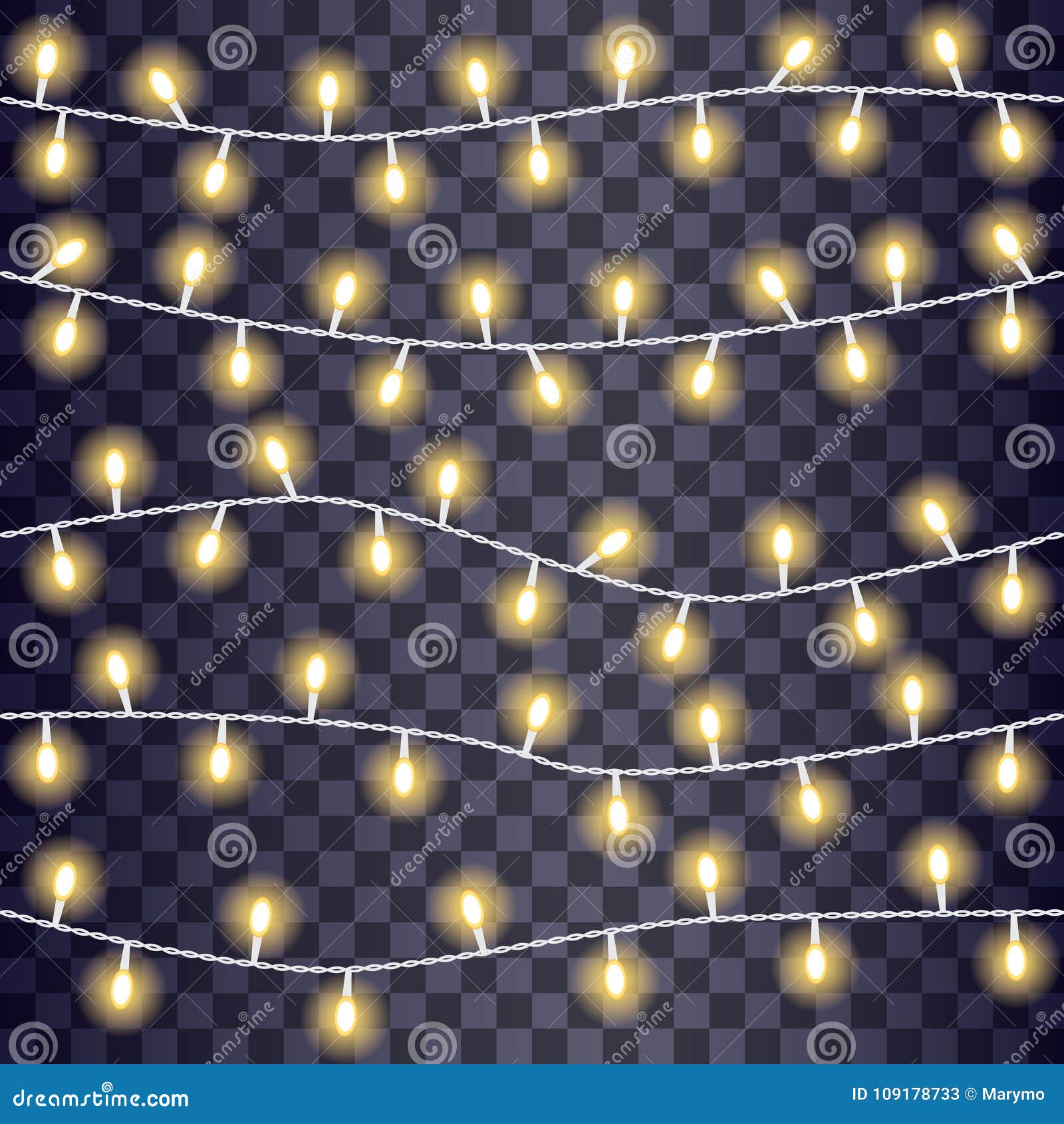 Set of Overlapping, Glowing String Lights on a Transparent Background ...