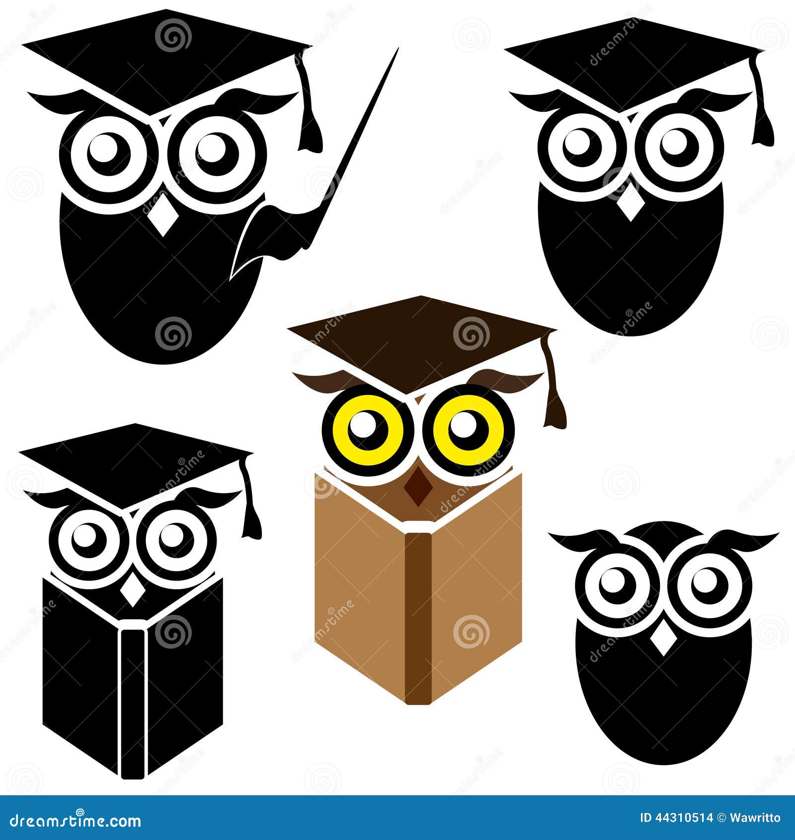 Set of Owl Icons Isolated on White Background, Stock Vector ...