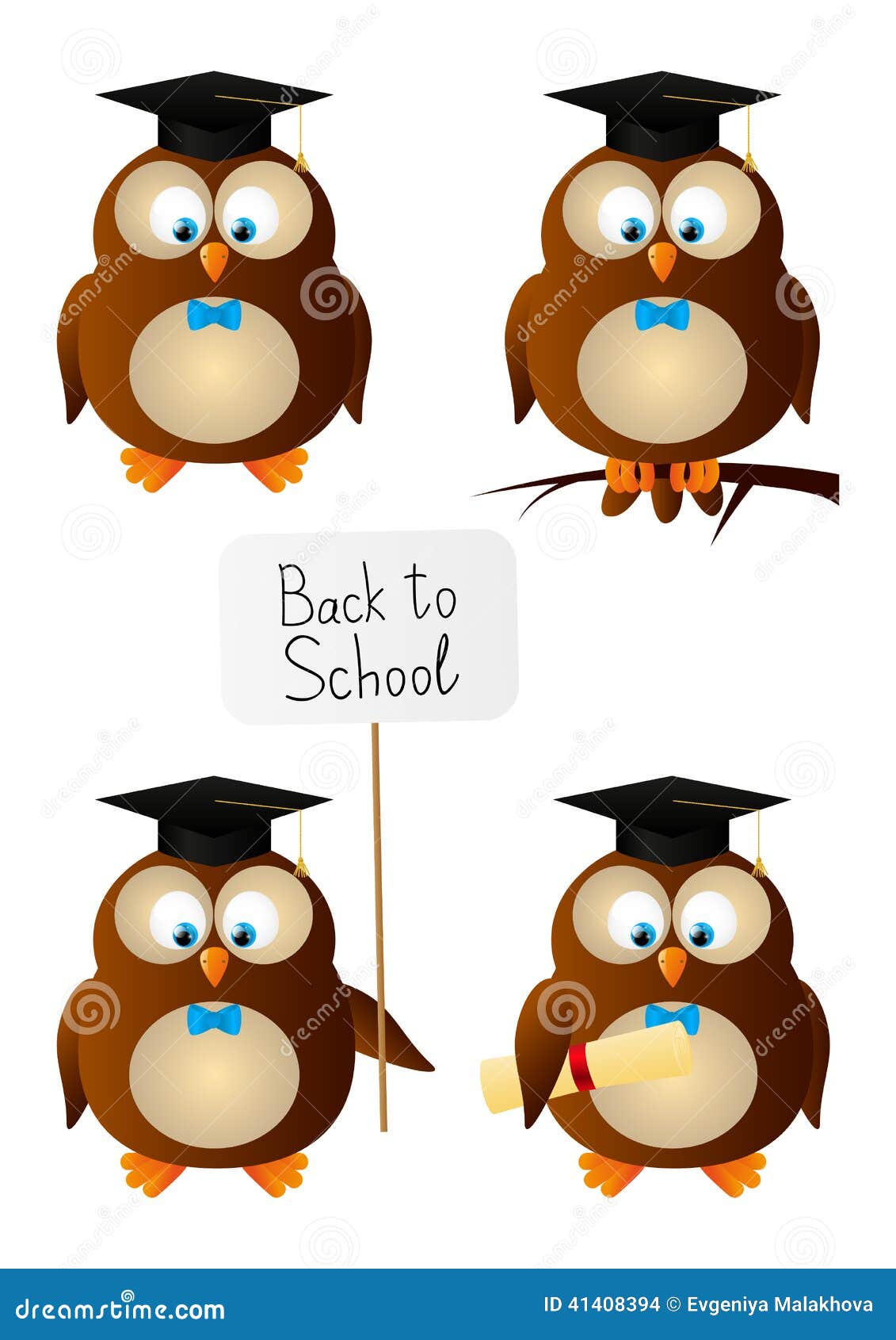 Set of owl students stock vector. Illustration of clever - 41408394