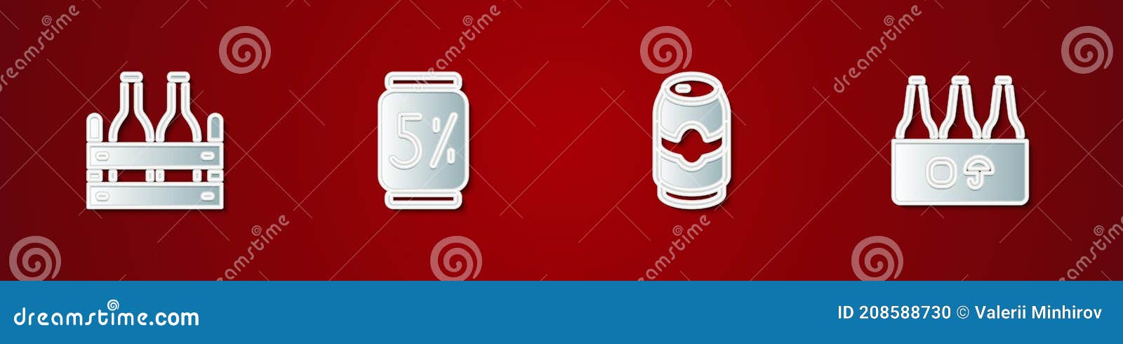 Set Pack Bier Flessen Blikje Bier En Pictogram. Vector Vector ...
