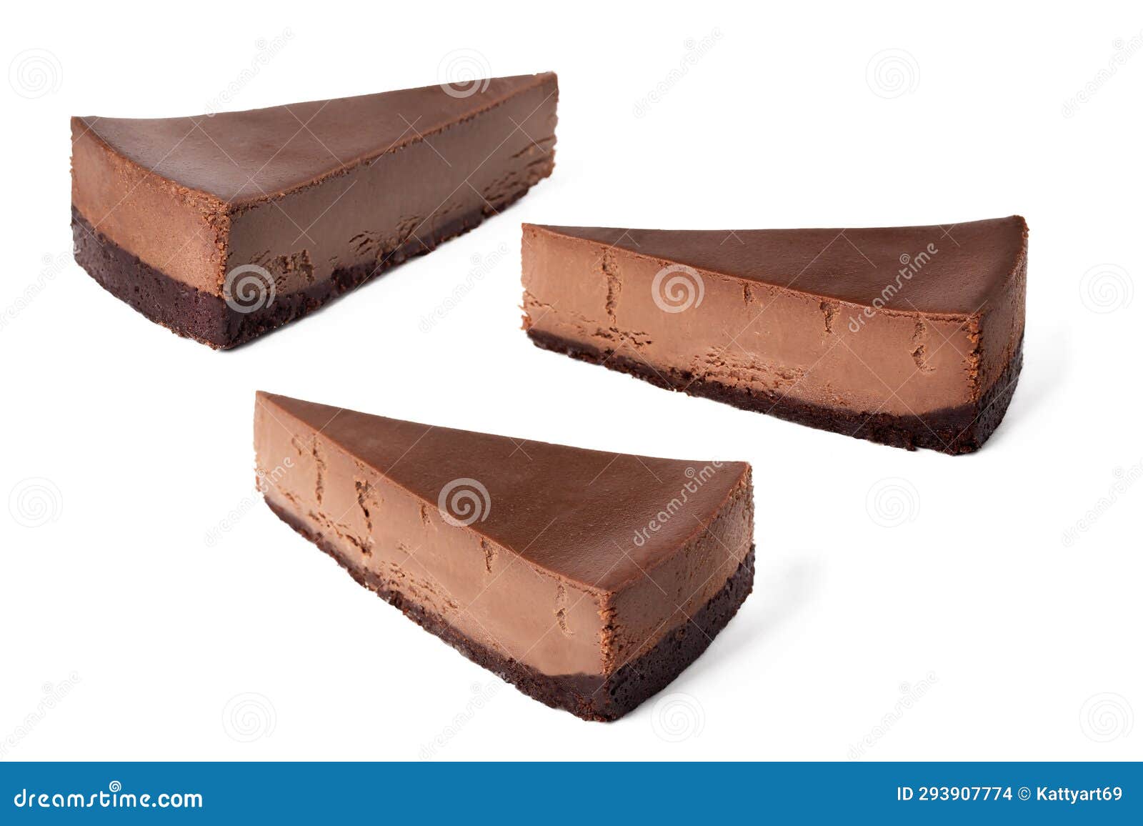 Set Pack of Different Angles Slices of Chocolate Cheesecake Stock Photo ...